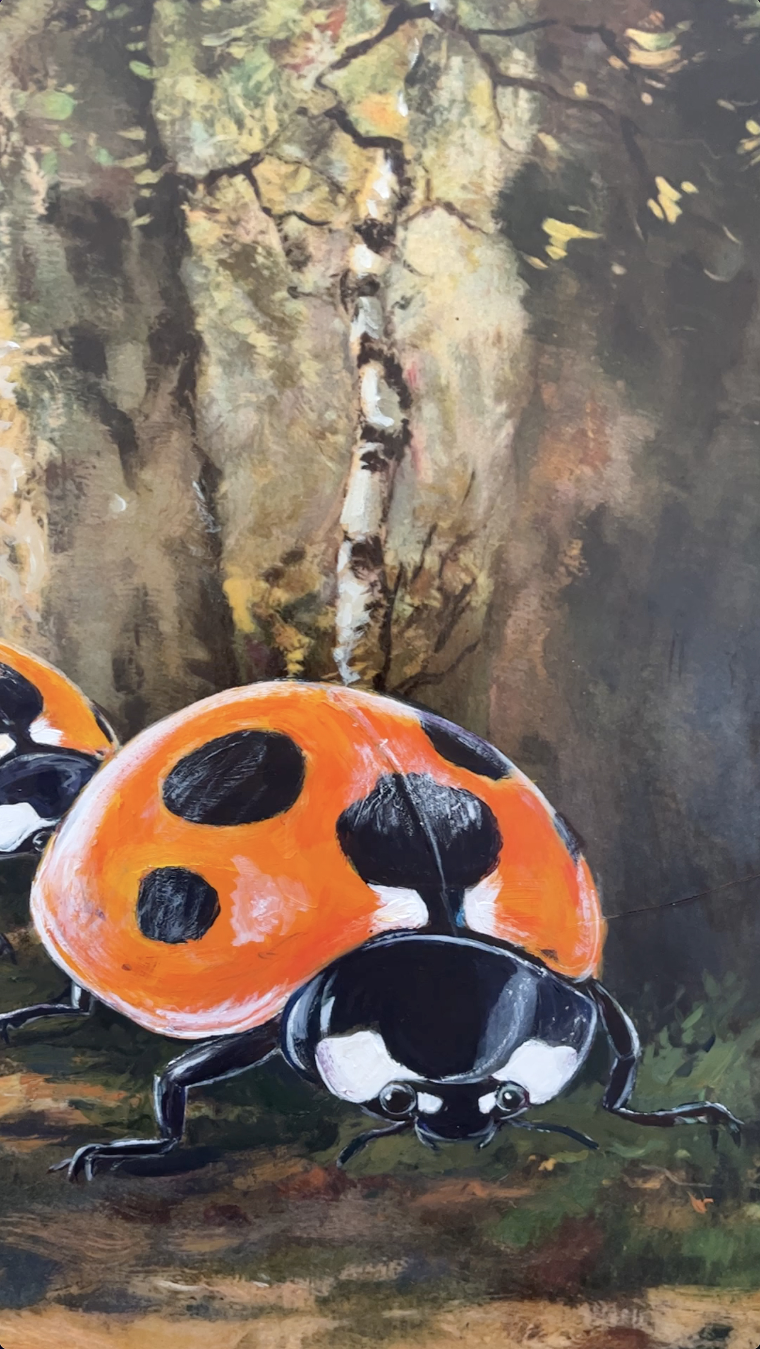 Upcycled Vintage Art : Ladybug Walk – Heather Castles Illustration